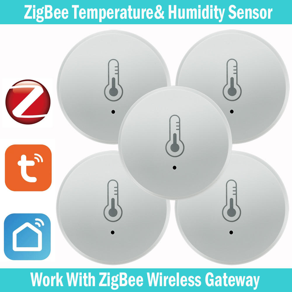 Jual Tuya Zigbee Temperature And Humidity Sensor Voice Control Intelligent Home Hygrometer Real ...
