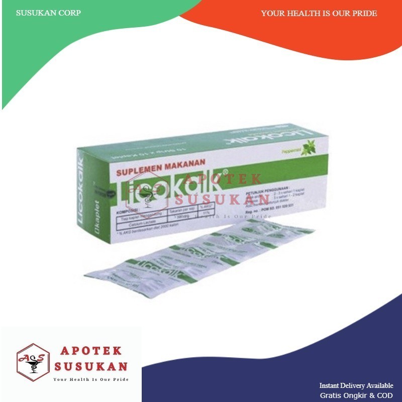 Jual Licokalk strip 10 tablet ( suplemen calcium kesehatan tulang ...