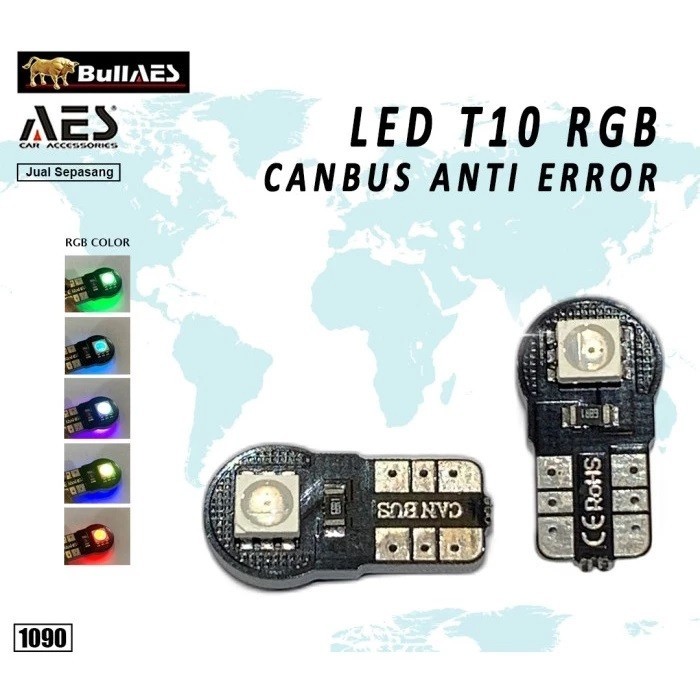 Jual LED T10 AES RGB 7 Warna Canbus Lampu Senja Motor Animated Lampu ...
