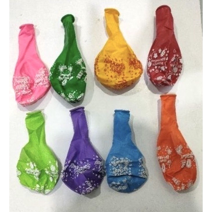 Jual Balon tiup karet model happy birthday ecer | Shopee Indonesia