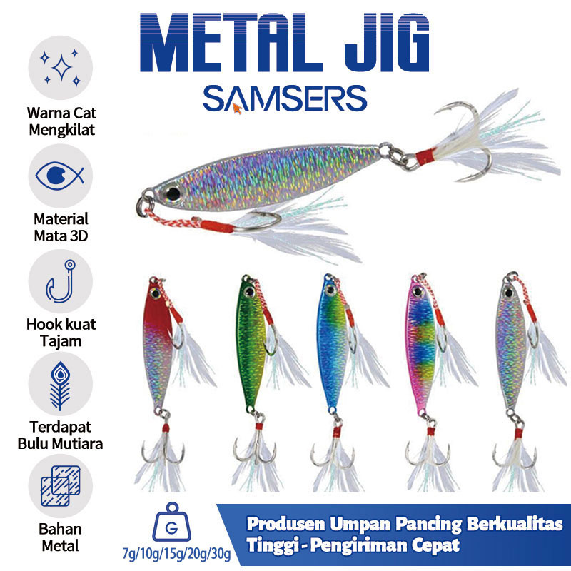 Jual 7g/10g/15g/20g/30g Metal Lead Jig Umpan Pancing Fishing Lure Ikan Bass Bait Kail Hook ...