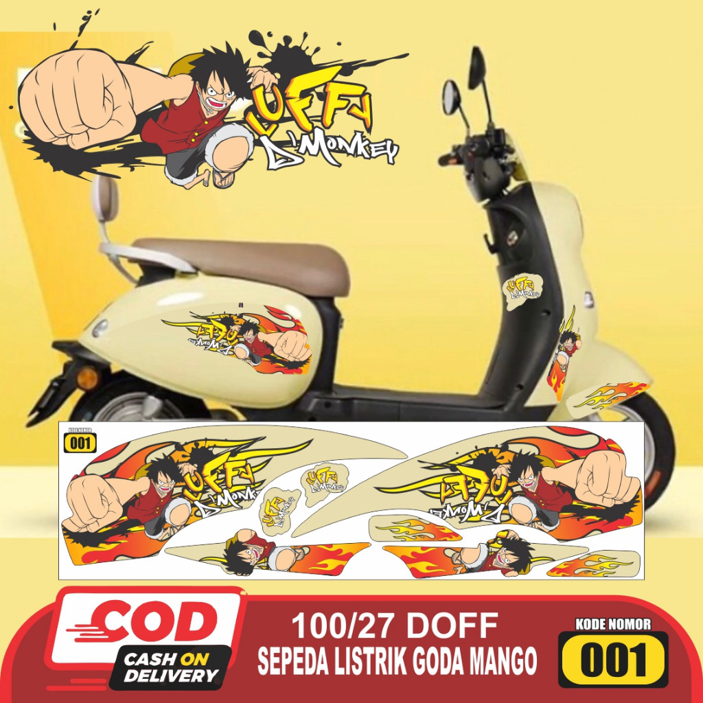 Jual Sticker striping decal Sepeda listrik selis Goda Mango Onepeace ...