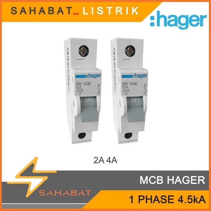 Jual MCB HAGER 1P / 1 Phase 2A/4A 2 Ampere / 4 Amper | Shopee Indonesia