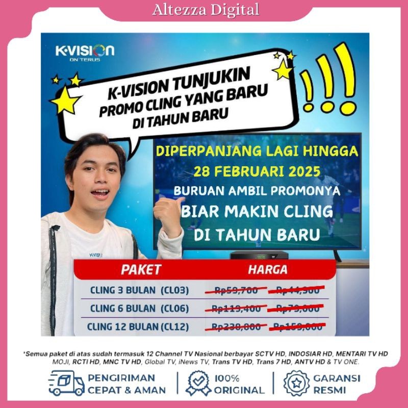Jual Tv Voucher Paket Cling K-Vision 6Bulan Dan 1Tahun Bisa Semua Jenis K-vision | Shopee Indonesia