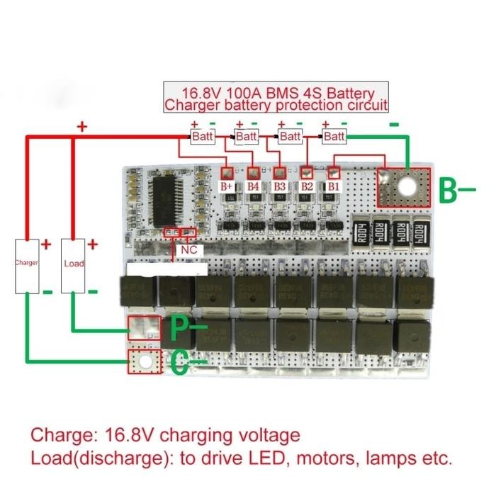 Jual PART & TOOL BMS Module Baterai Charger Modul 3S 4S 100A BMS ...