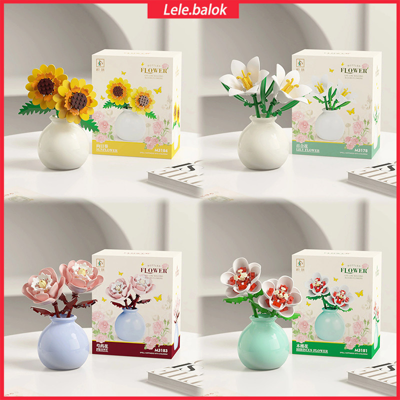 Jual Bricks Bunga Mainan Blocks Mini Pot Sukulen With Vas DIY Rose ...