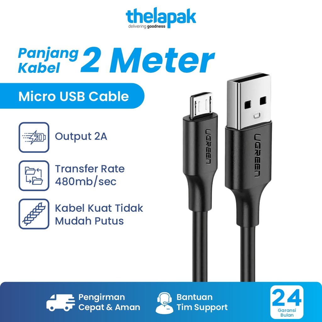Jual UGREEN Kabel Data Micro USB 2A Fast Charging 2 Meter | Shopee ...