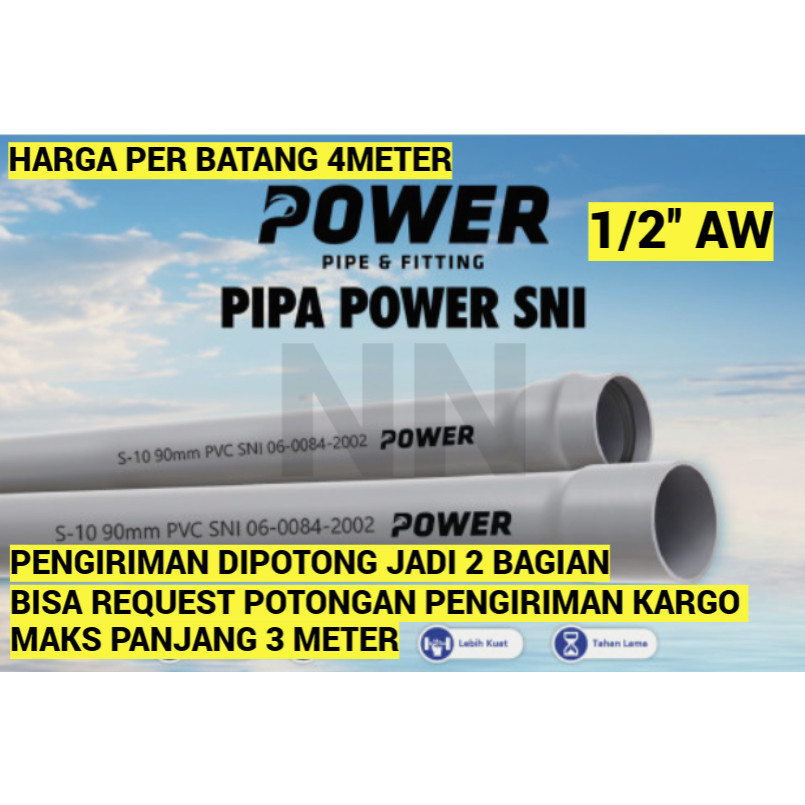 Jual PIPA PVC POWER ABU 1/2'' INCH AW D C 1 BATANG 4METER PARALON PRALON PIPA AIR | Shopee Indonesia
