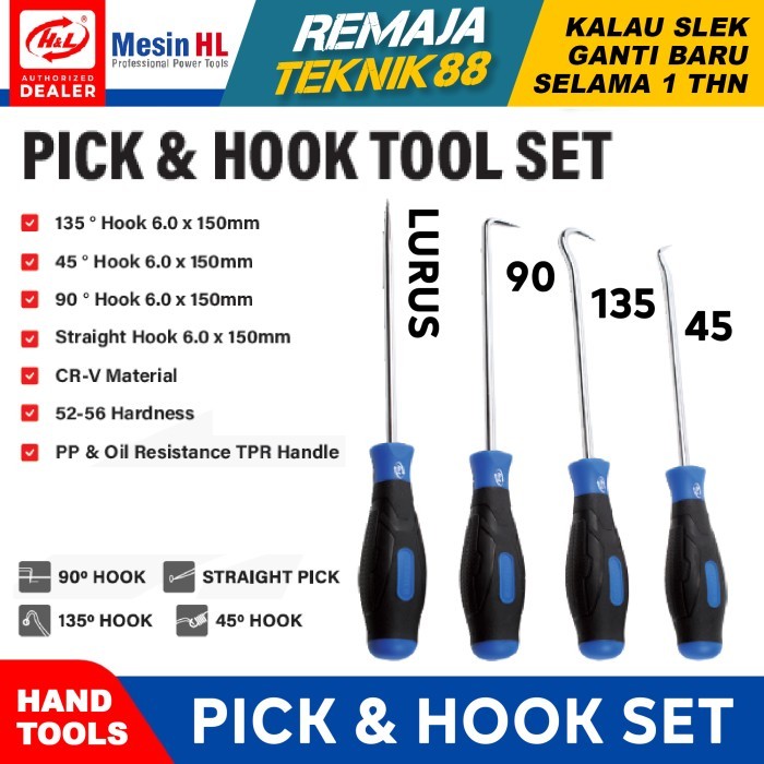Jual Obeng Pencungkil Pengkait 4 Pcs - PICK & HOOK TOOLS SET - Straight ...