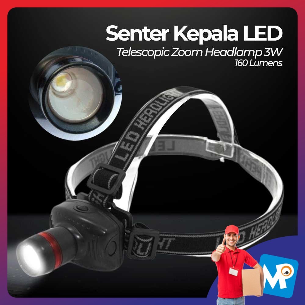 Jual TRLIFE Senter Kepala Headlamp LED CREE Telescopic Zoom 3W 160 Lumens - BL253 | Shopee Indonesia