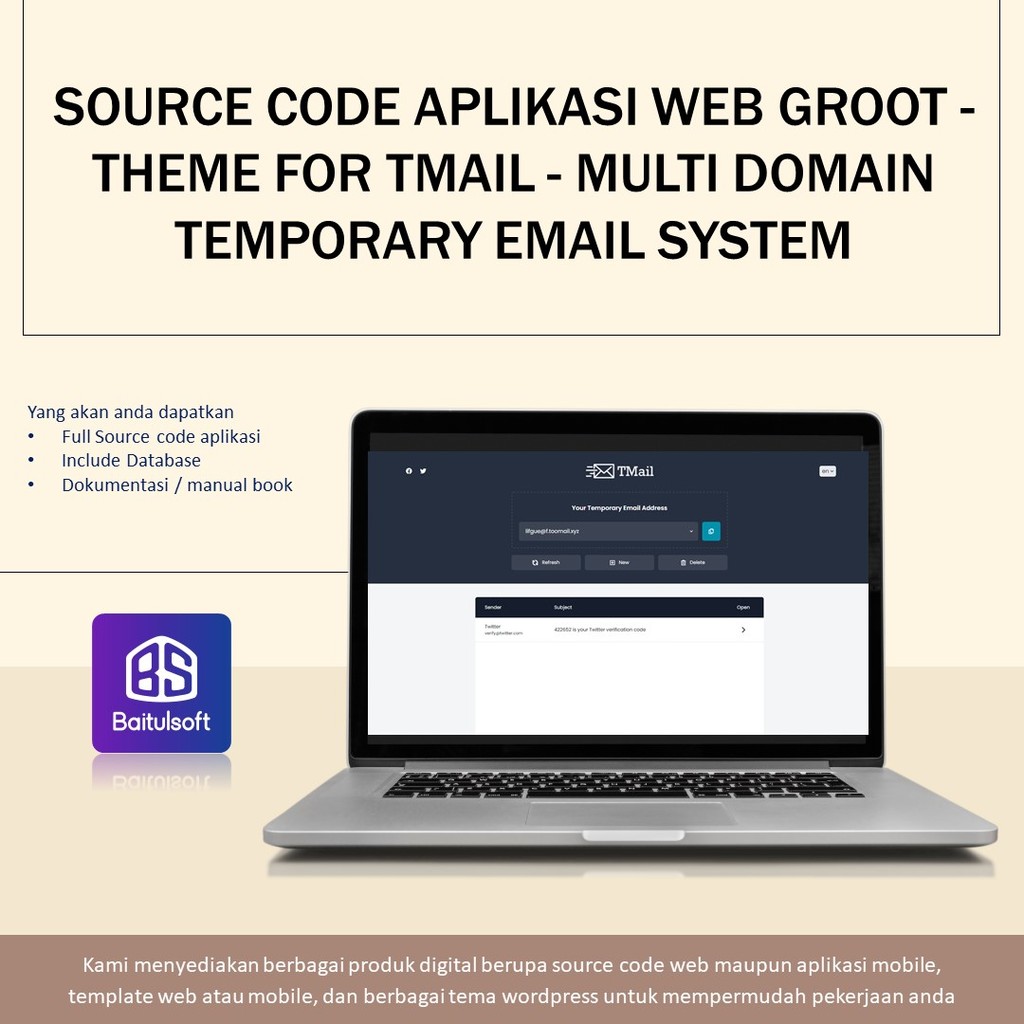 Jual SOURCE CODE APLIKASI WEB GROOT - THEME FOR TMAIL - MULTI DOMAIN TEMPORARY EMAIL SYSTEM ...