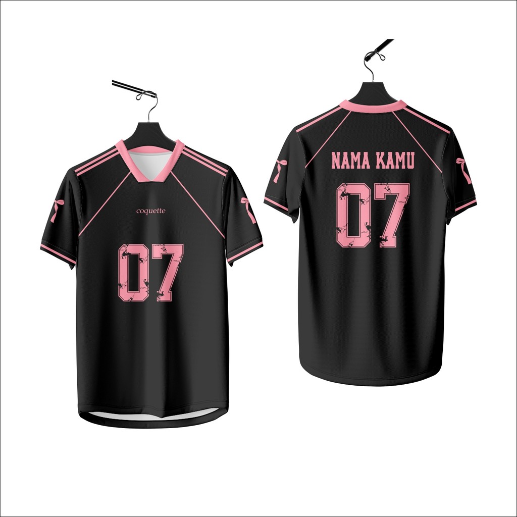 Jual JERSEY COQUETTE RIBBON KOREAN HITAM PINK Futsal/ Volleyball ...
