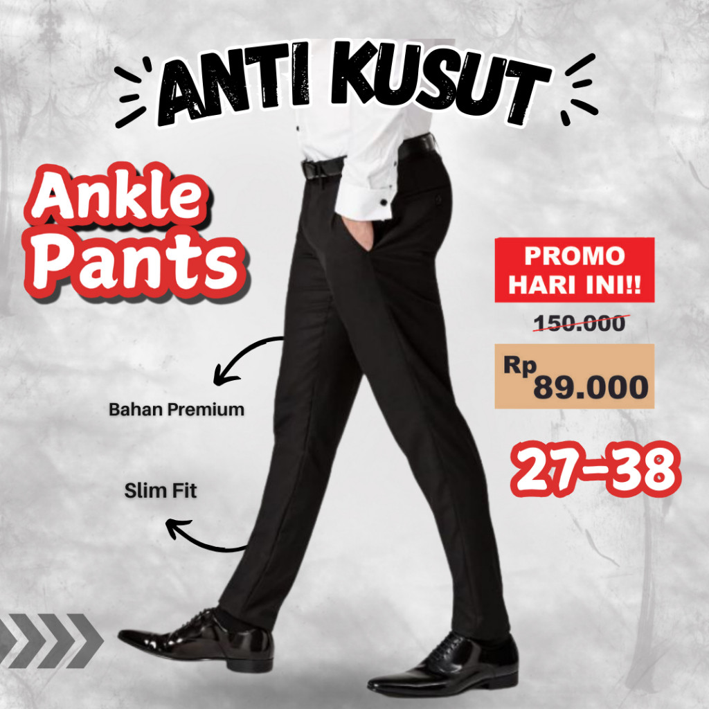 Jual Celana Ankle Pants Pria (formal, bahan, kantor, kain, kerja) panjang slimfit | Shopee Indonesia