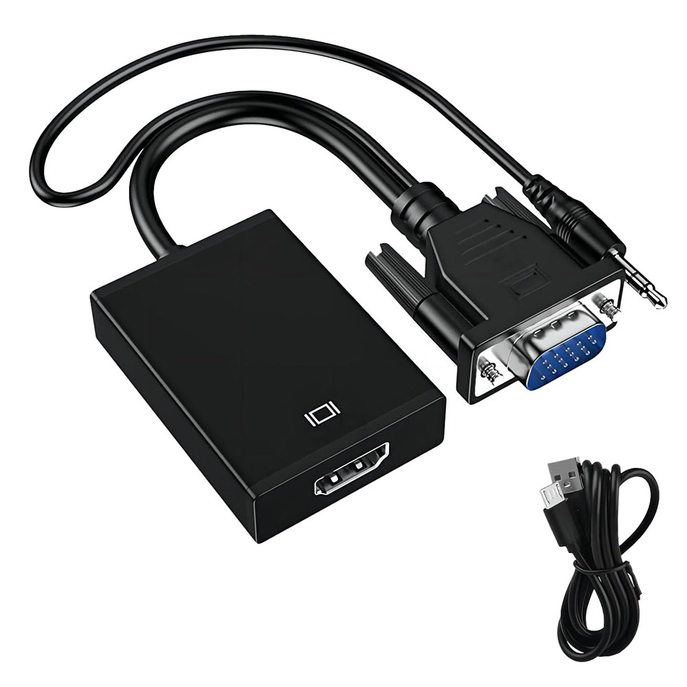 Jual VGA and 3.5mm Audio Input to HD Display Adapter with USB Power ...