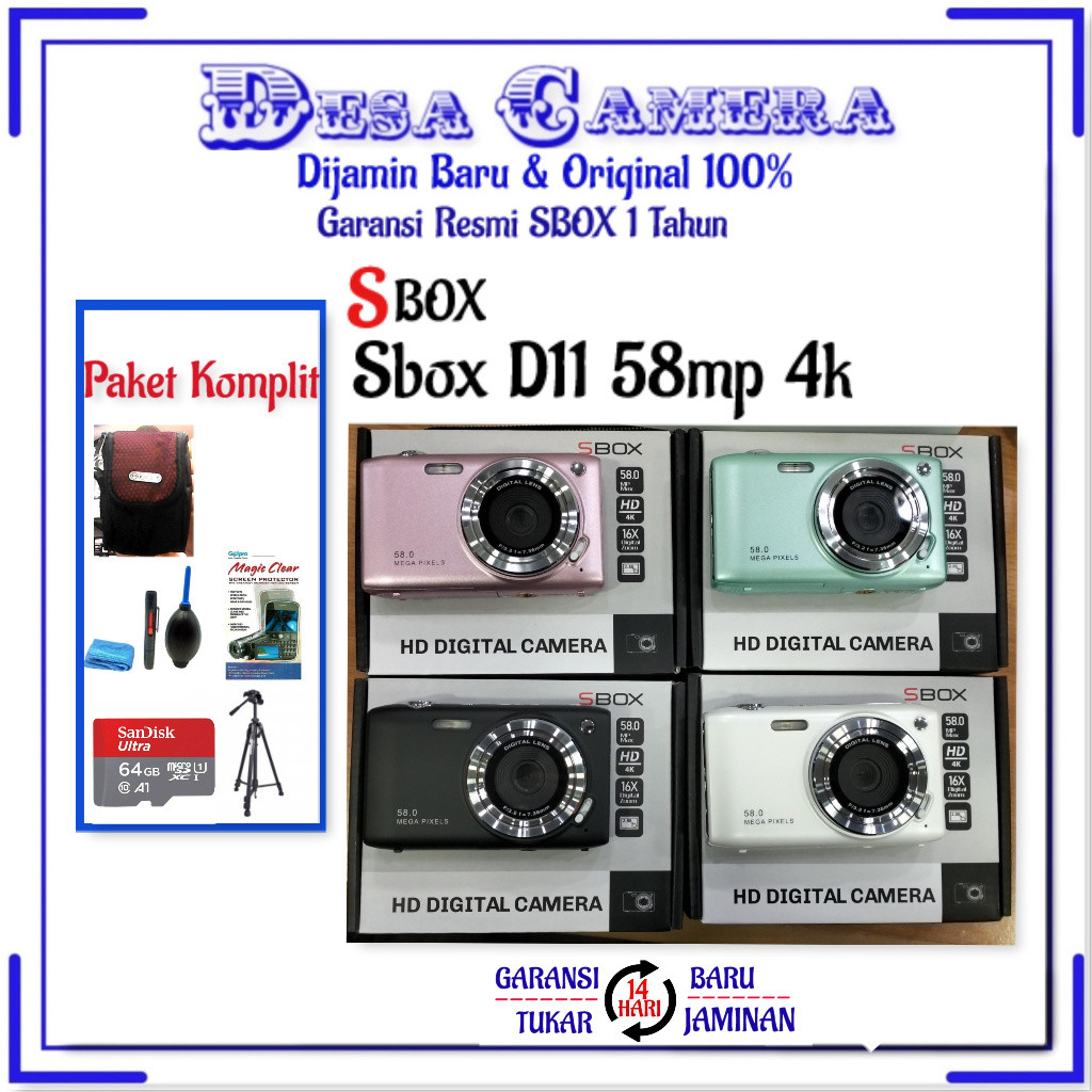 Jual Kamera Sbox D11 Digital Camera, 58MP 4K Compact Point and Shoot ...