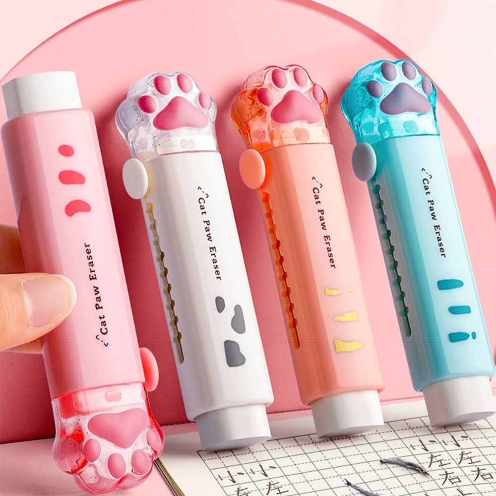 Jual Kawaii Cat Paw Rubber Eraser Push-pull Design Stationery Erasers ...