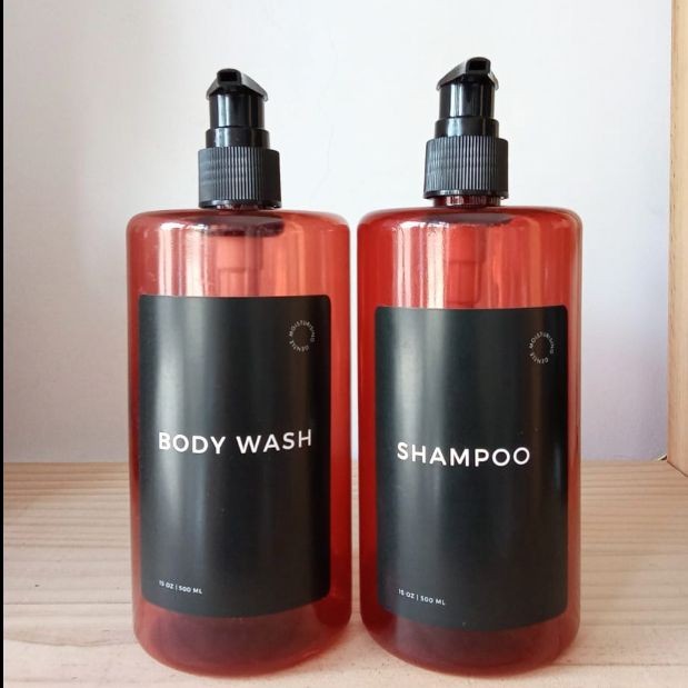 Jual Bottle Amber 500ml Pump w/Sticker Botol Sabun Shampoo 1 pc ...