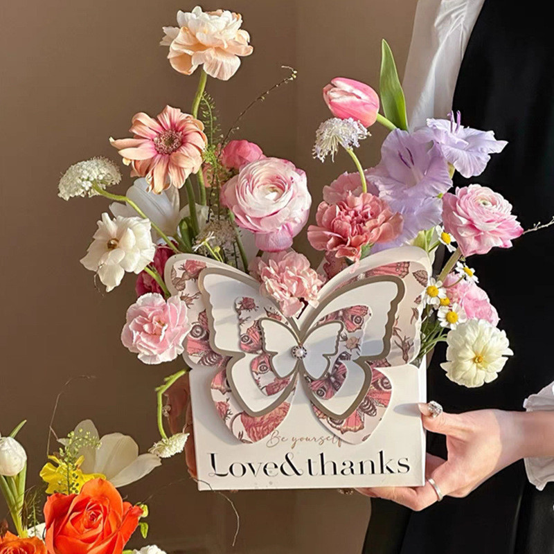Jual Flower Box Kotak Bunga Buket Kupu kupu Hadiah Flower Bouquet Perlengkapan Florist | Shopee ...