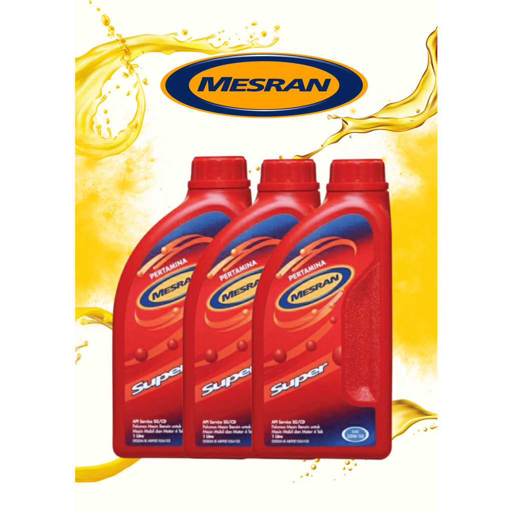 Jual 3 BOTOL Oli Pertamina Mesran Super 1L | Shopee Indonesia