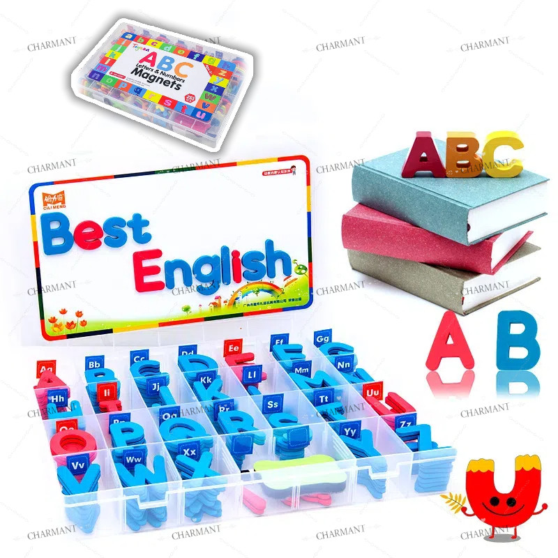 Jual CHARMANT 256 PCS Stiker Permainan Ejaan Alfabet Magnetik Stiker ...