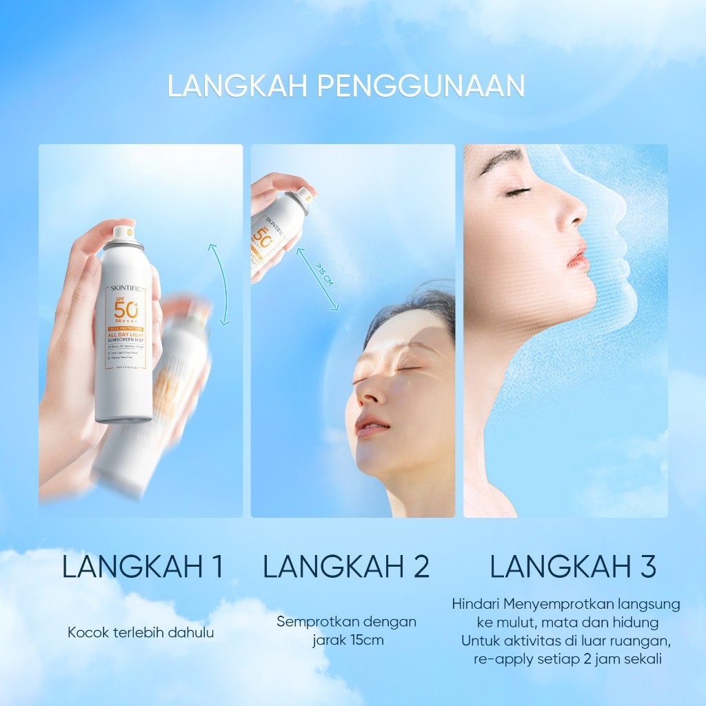 Jual SKINTIFIC - All Day Light Sunscreen Mist SPF50 PA++++ 50ml / Outdoor Sunscreen Spray SPF50 ...