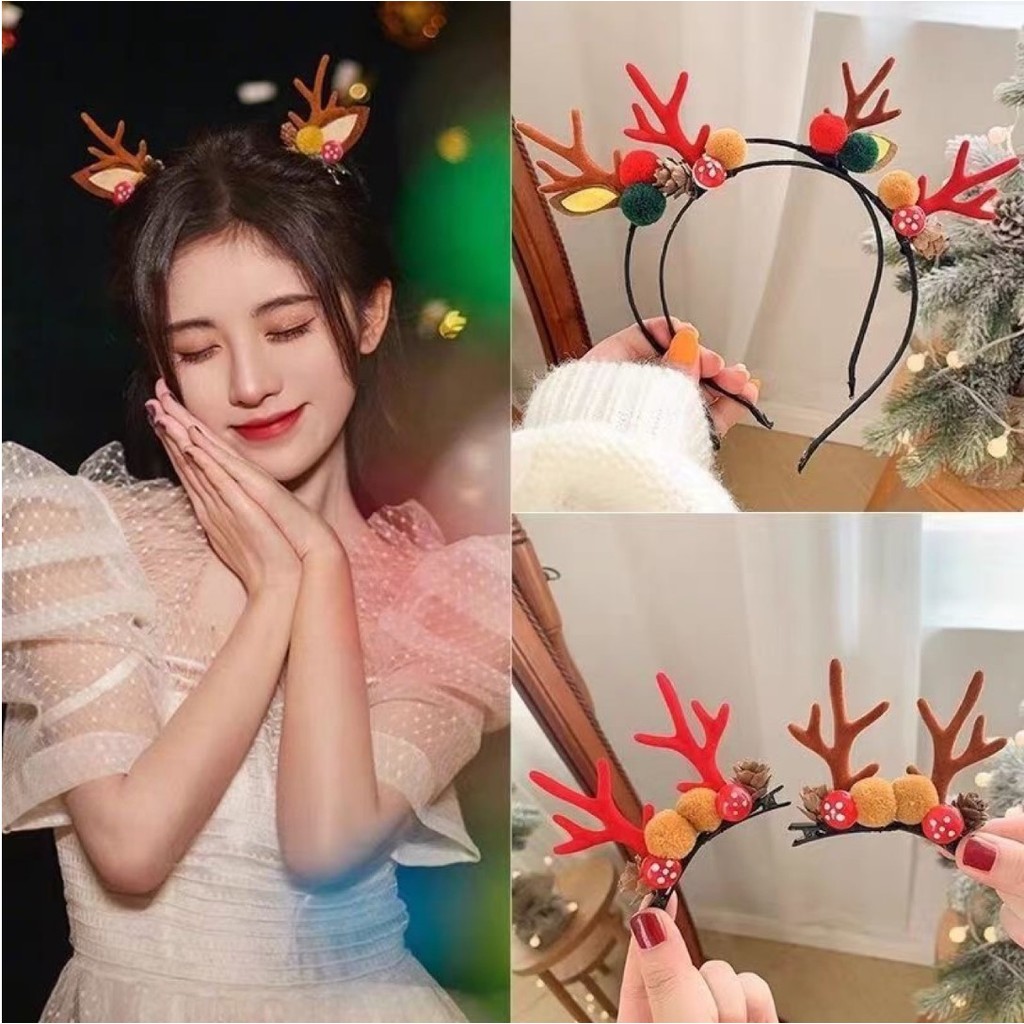 Jual Bando Natal Tanduk Rusa Christmas Reindeer Hair Clip Hiasan ...