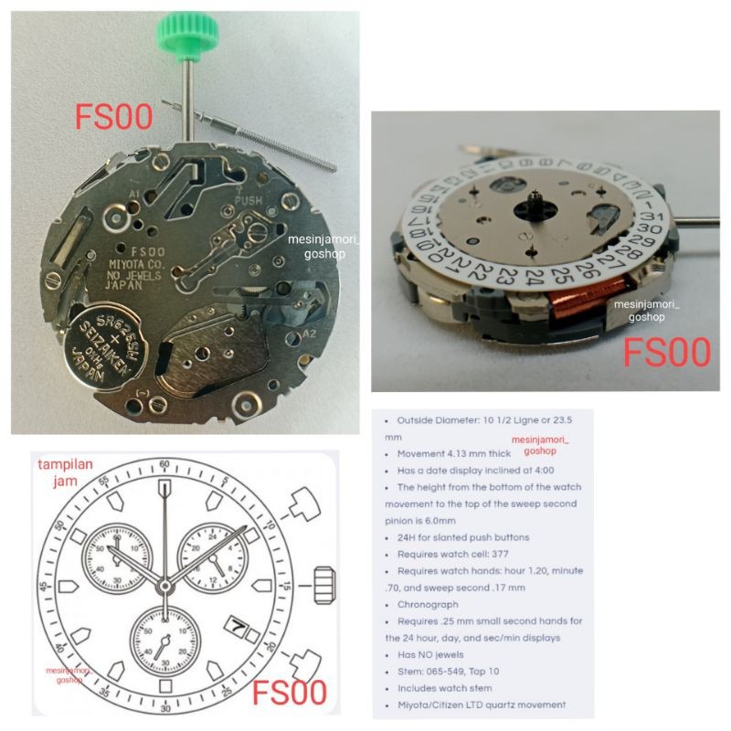 Jual mesin jam FS FS00 FS01 chrono japan | Shopee Indonesia
