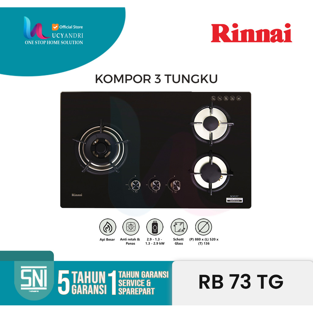 Jual Built-in Gas Hob Rinnai Kompor Gas Tanam 3 Tungku RB 73 TG | Shopee Indonesia