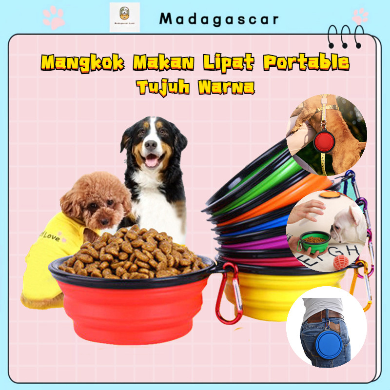 Jual [MADA] Mangkok Lipat Silicon Anti Licin Tempat Makan Hewan Anjing ...