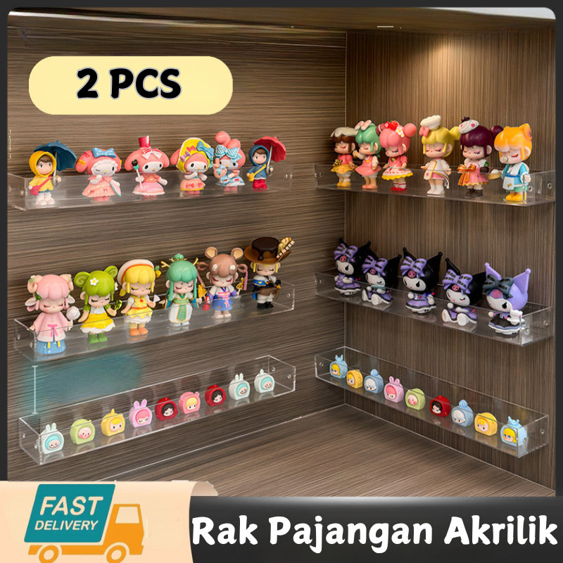 Jual 2PCS Rak Pajangan Akrilik Transparan Wall-mounted Display Rack Rak ...