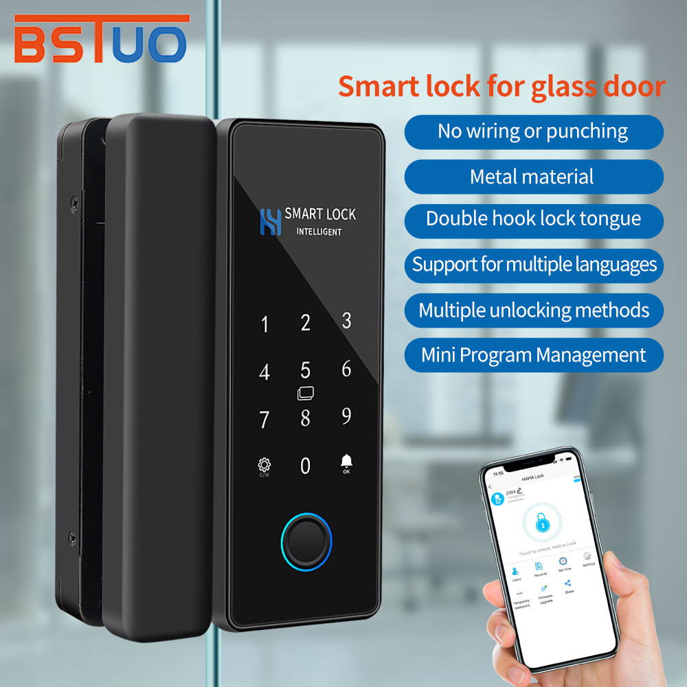 Jual Haha-Lock APP Fingerprint Glass Locks Bluetooth Smart Glass Door ...