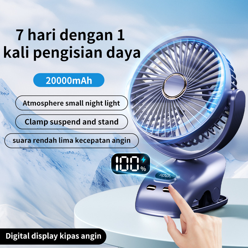 Jual 15000mAh Kipas Angin USB Clip Mini Fan Rotating Kipas Angin Meja ...