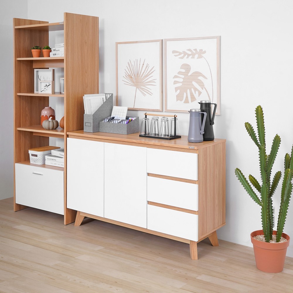 Jual Informa Preston Kabinet 2 Pintu Dengan 3 Laci - Putih/Oak Lemari ...