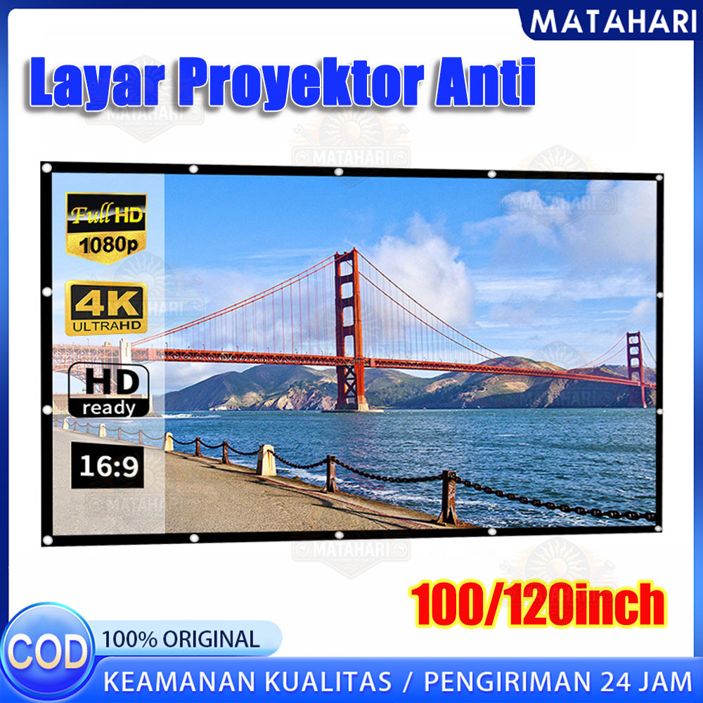 Jual Layar Proyektor Anti Light 120 Inch Ratio 16:9 | Screen Projector ...