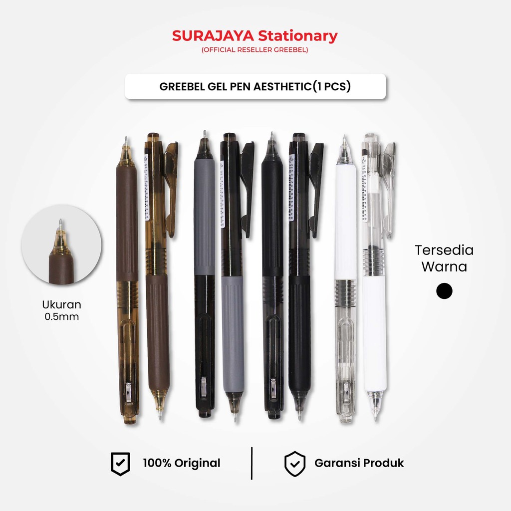 Jual Bolpen Pulpen Gel / GREEBEL Gel Pen GP-513 Aesthetic 0.5 Tinta Hitam (1PCS) Ballpen Pulpen ...
