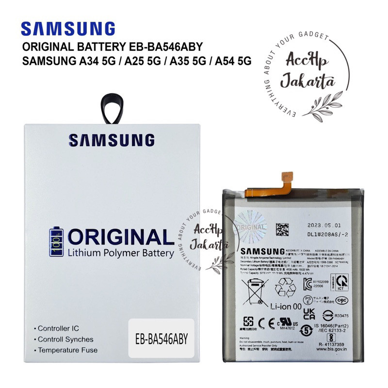 Jual Baterai Batre Samsung A34 5G / A25 5G / A35 5G A54 5G EB-BA546ABY Battery Original 100% ...