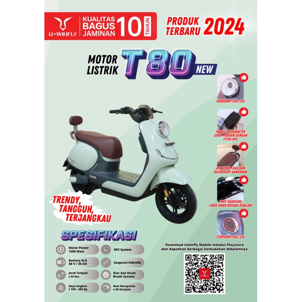 Jual UWINFLY T80 Motor Listrik Molis 1200 Watt | Shopee Indonesia