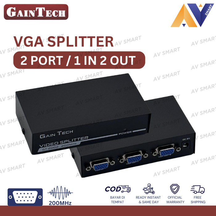 Jual GainTech VGA Splitter 2 Port 200MHz (1 In 2 Out) | Shopee Indonesia