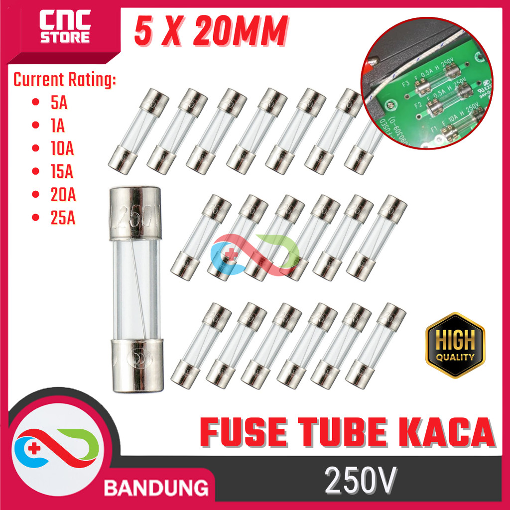 Jual FUSE SEKRING KACA 5x20MM 250V GLASS FUSE TUBE | Shopee Indonesia