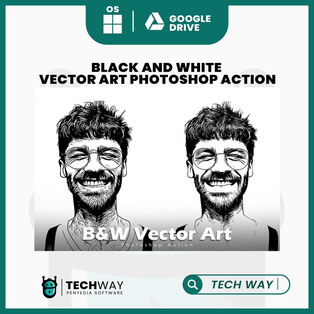 Jual Black And White Vector Art Photoshop Action | Photoshop | Shopee ...