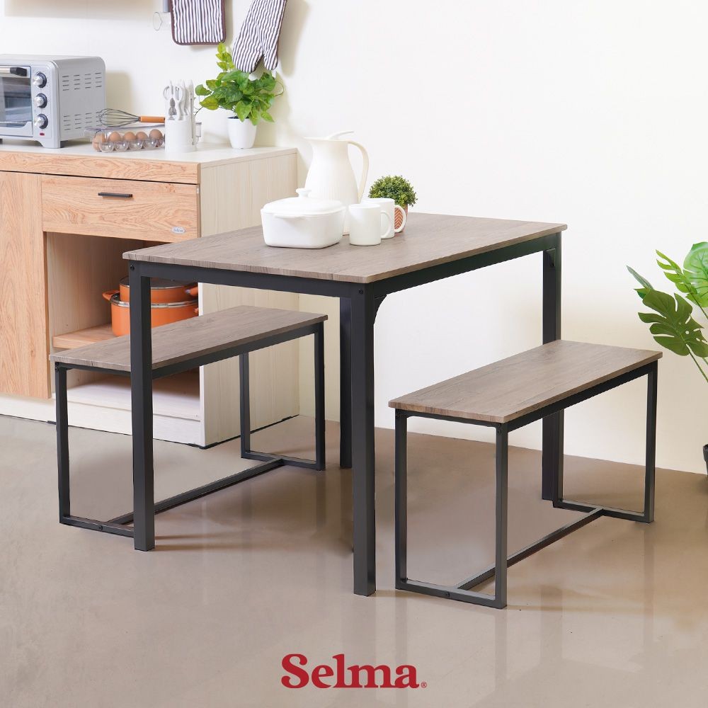 Jual Selma Lyman Set Meja Makan 2 Bangku - Cokelat Oak/Hitam Dining ...