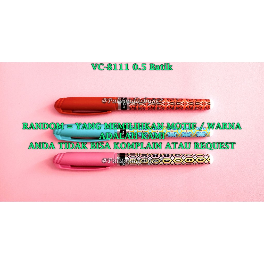 Jual (1 Biji) GROSIR Gelpen VANCO VC-8111 Batik 0.5 mm Hitam / Bolpen VANCO VC-8111 / Ipen Vanco ...
