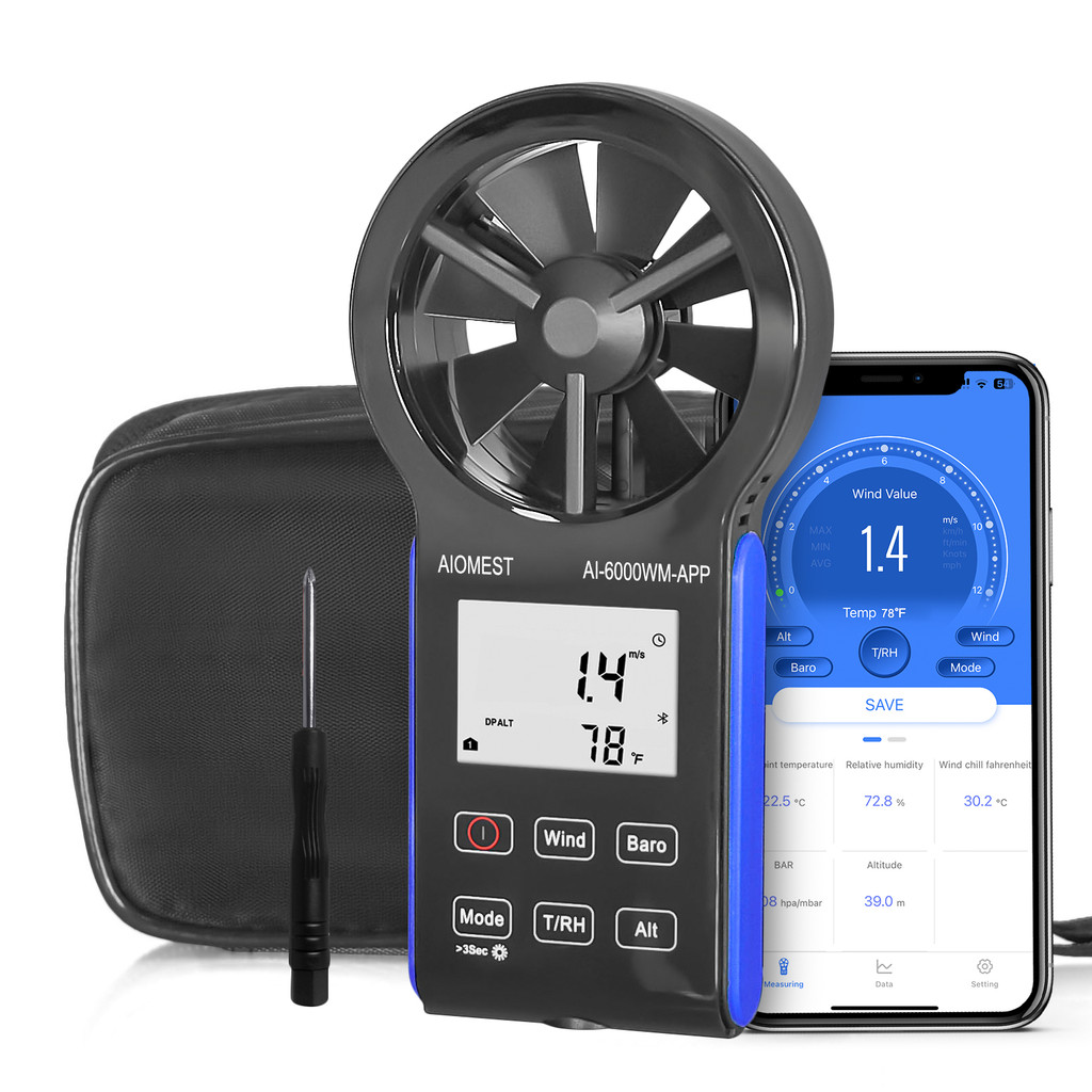 Jual 6000-WM-APP Smart Digital Anemometer ,Bluetooth Wind Speed Gauge ...