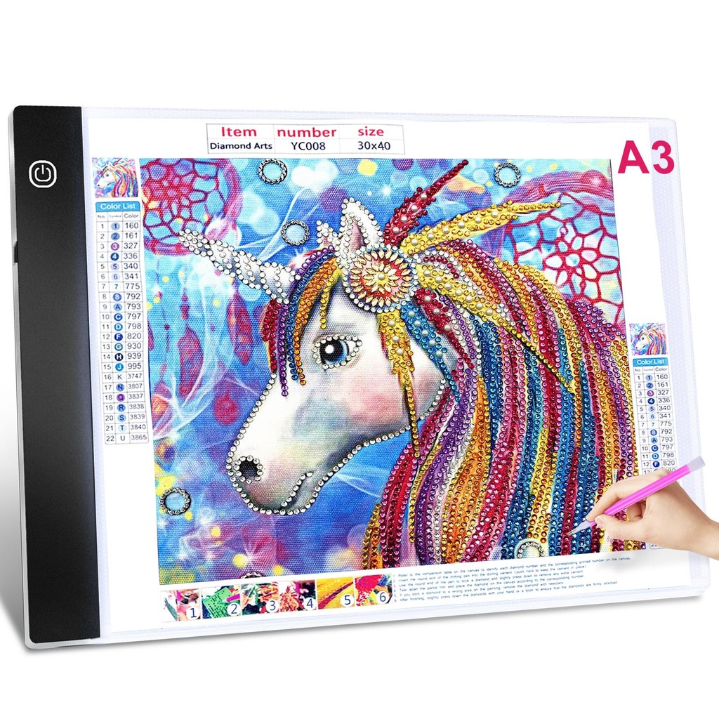 Jual A3/A4 LED Light Pad for Diamond Art, Light Table Trace Light Board ...