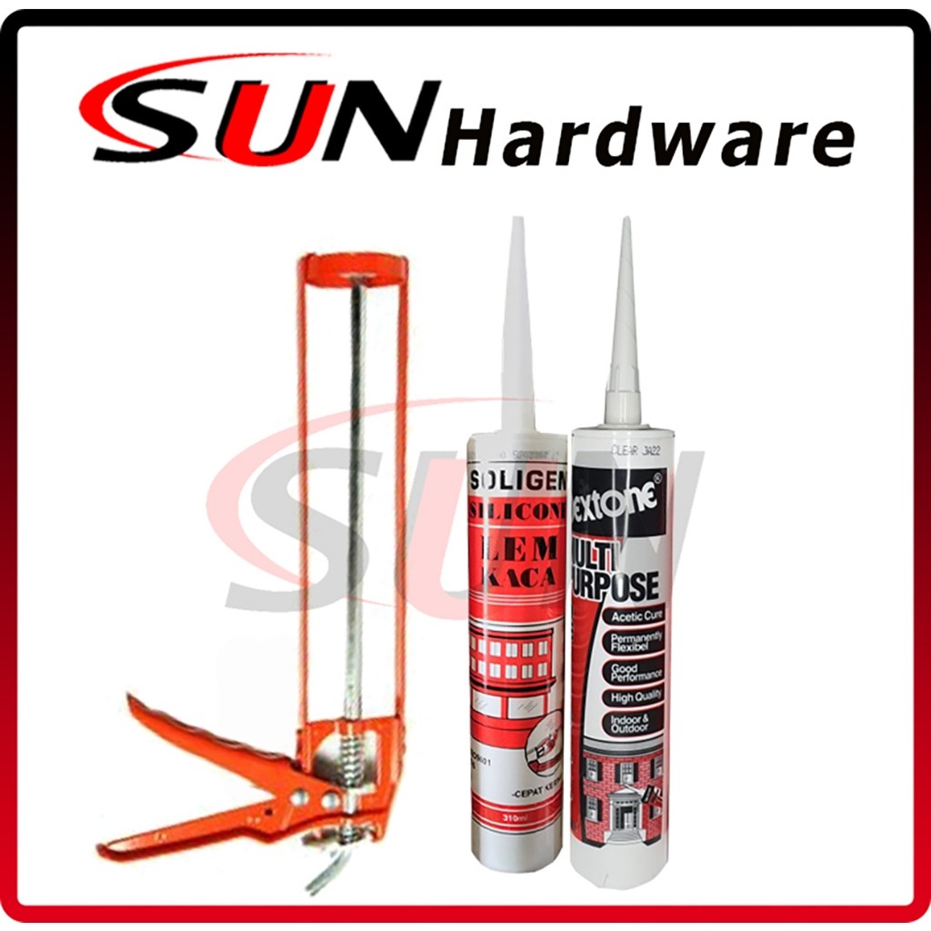 Jual Paket 1 Set Lem Kaca Sealent Silicone Clear Bening Putih Hitam ...