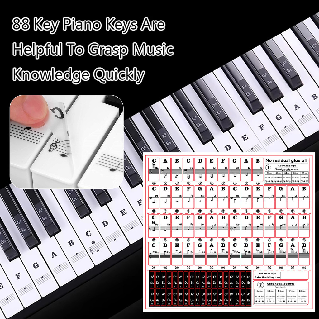 Jual Sticker Piano Keyboard 88/61/54 Key/ Piano Key Sticker / Sticker ...