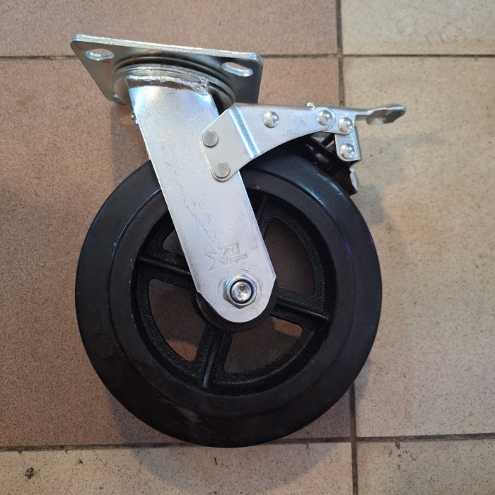 Jual Roda Troli Karet Heavy Duty 8 Inch Hidup+Rem | Shopee Indonesia