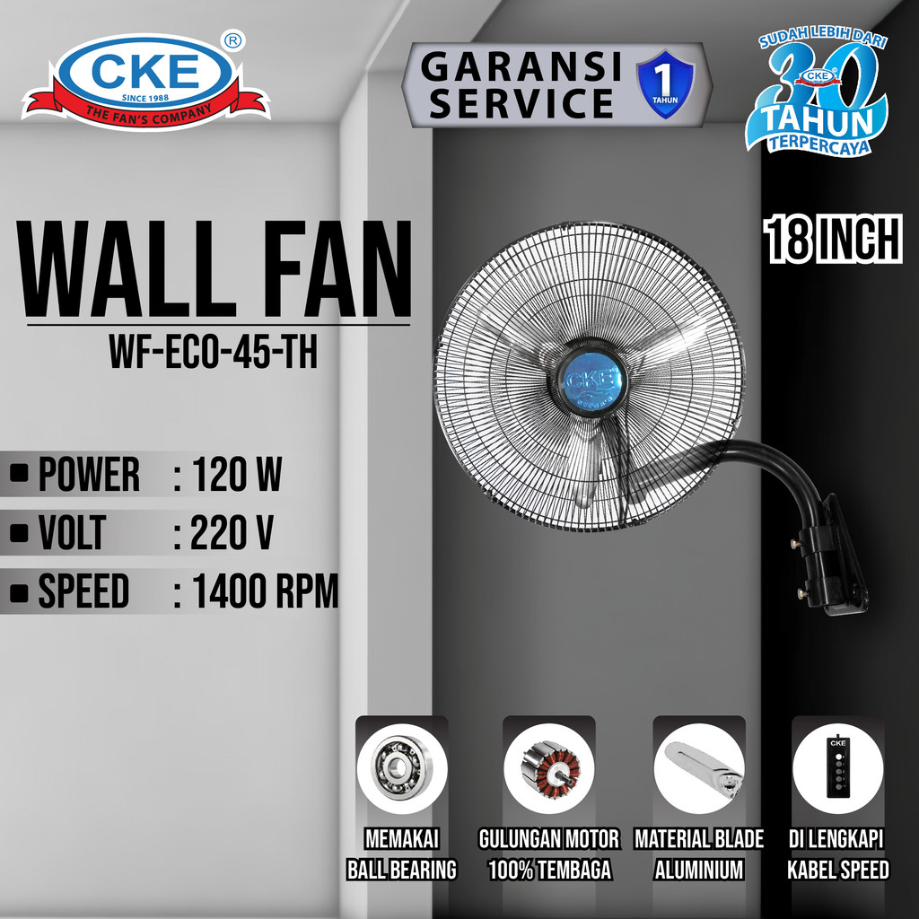 Jual CKE Wall Fan WF-ECO-45-TH 18 Inch Kipas Angin Dinding Tembok ...