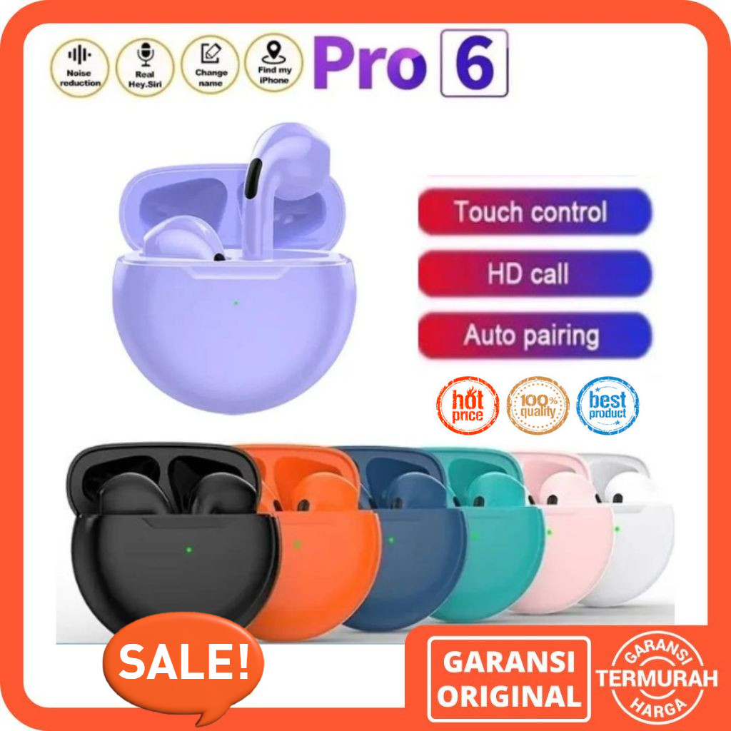 Jual [Cek Variasi] PRO 6 TWS Bluetooth TWS Earphone Wireless Iphone Android Headset Bluetooth ...