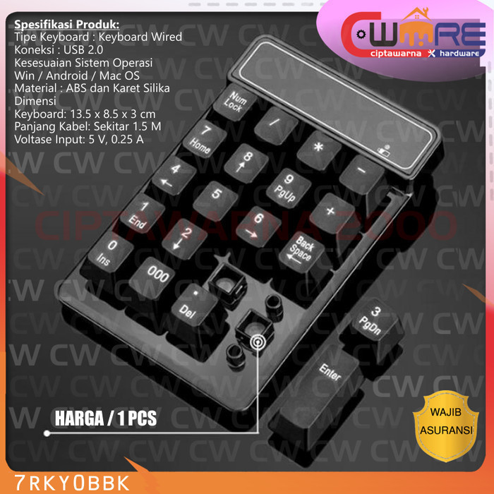 Jual Mechanical Feel Numpad Keypad Keyboard Angka Numeric USB Kabel ...